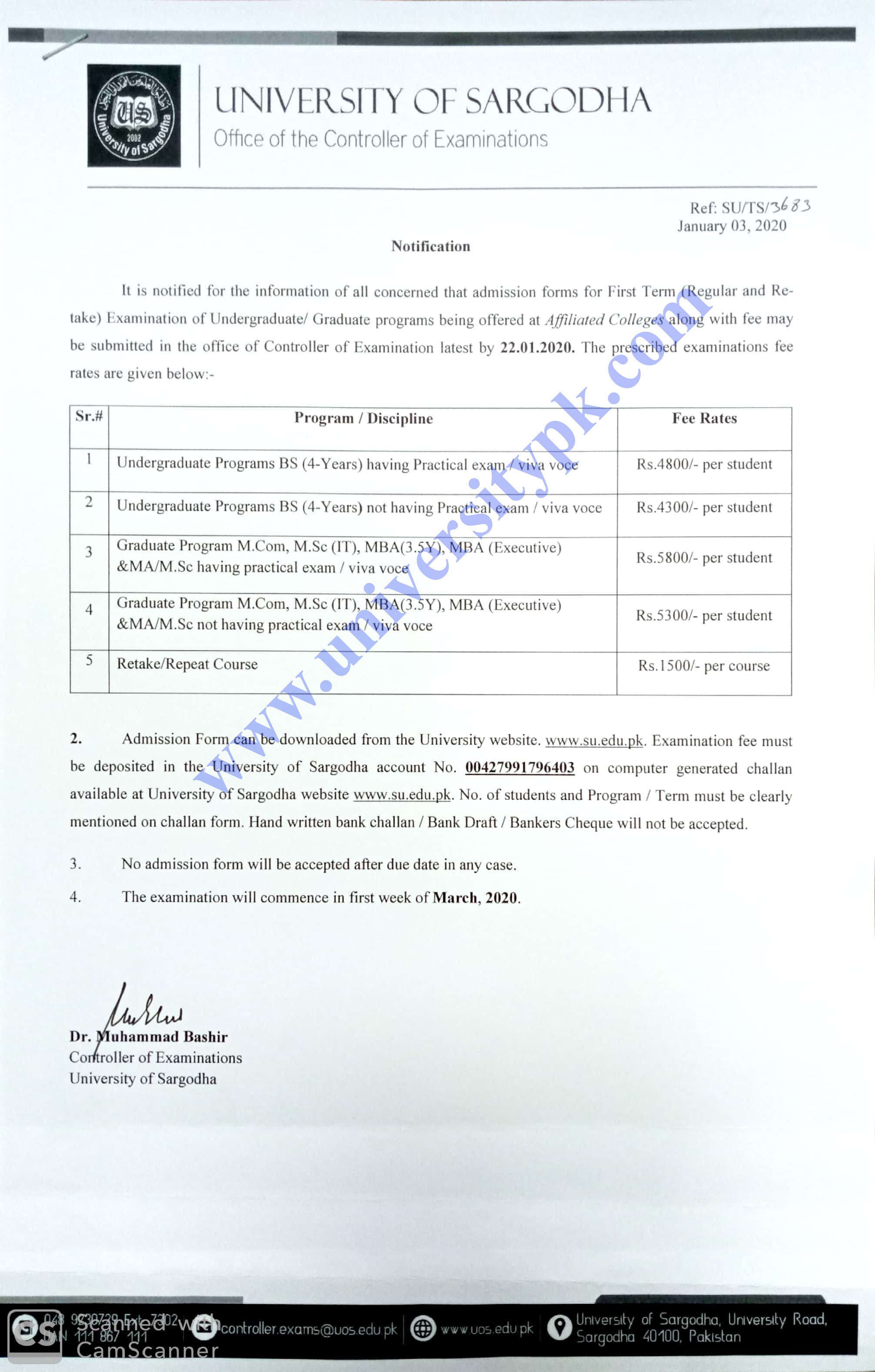 uos term system 1st term schedule 2020
