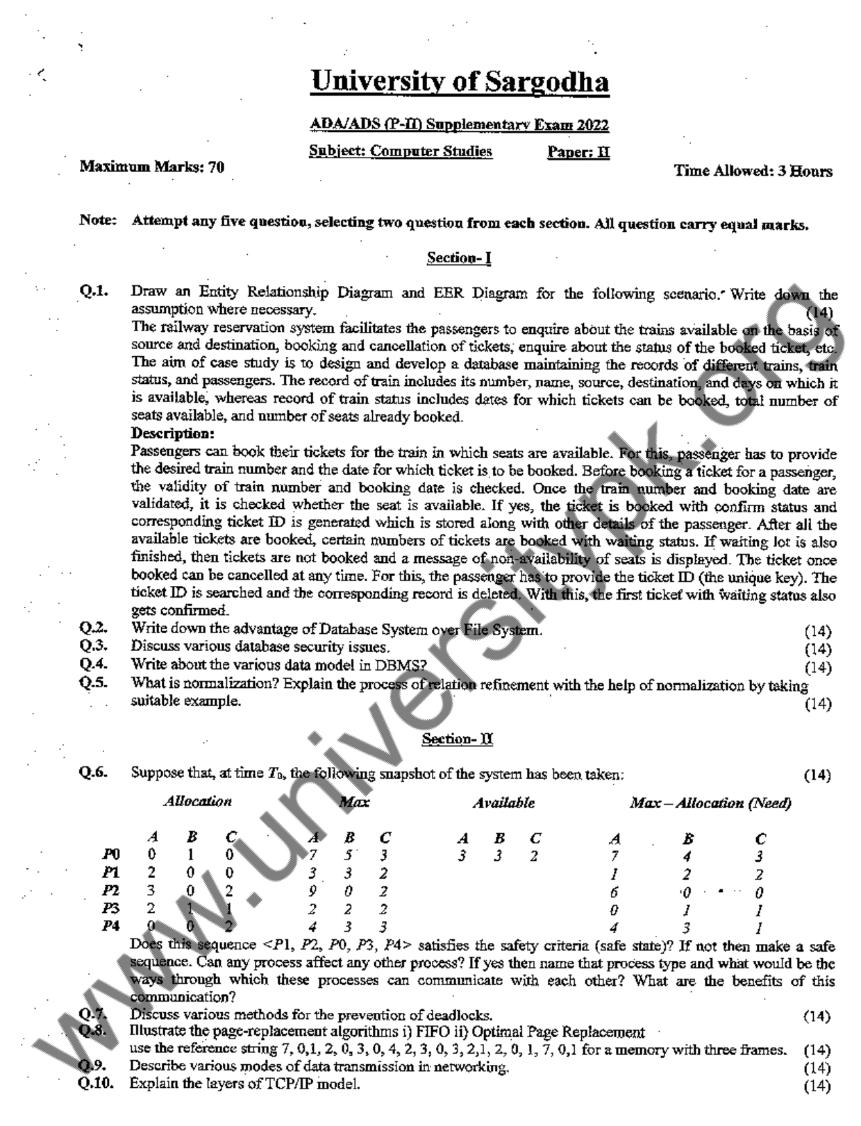 Computer Studies P-II ADA ADS 2022 uos past papers