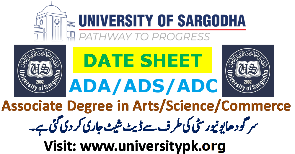Date Sheet of Associate Degree in Arts/Science/Commerce (ADA/ADS/ADC ...